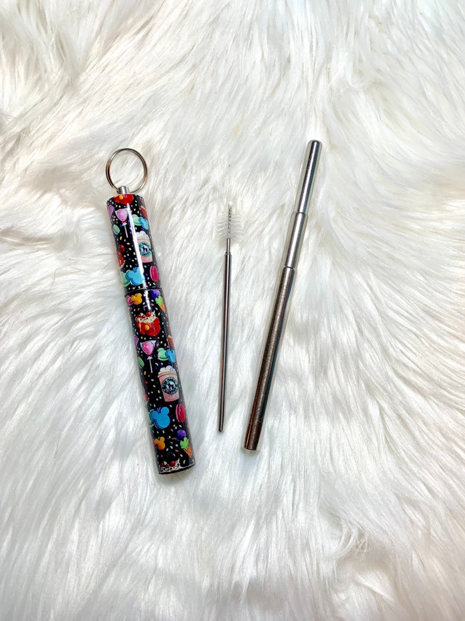 Black Disney Snacks Collapsible Straw Travel Straw Straw - Etsy
