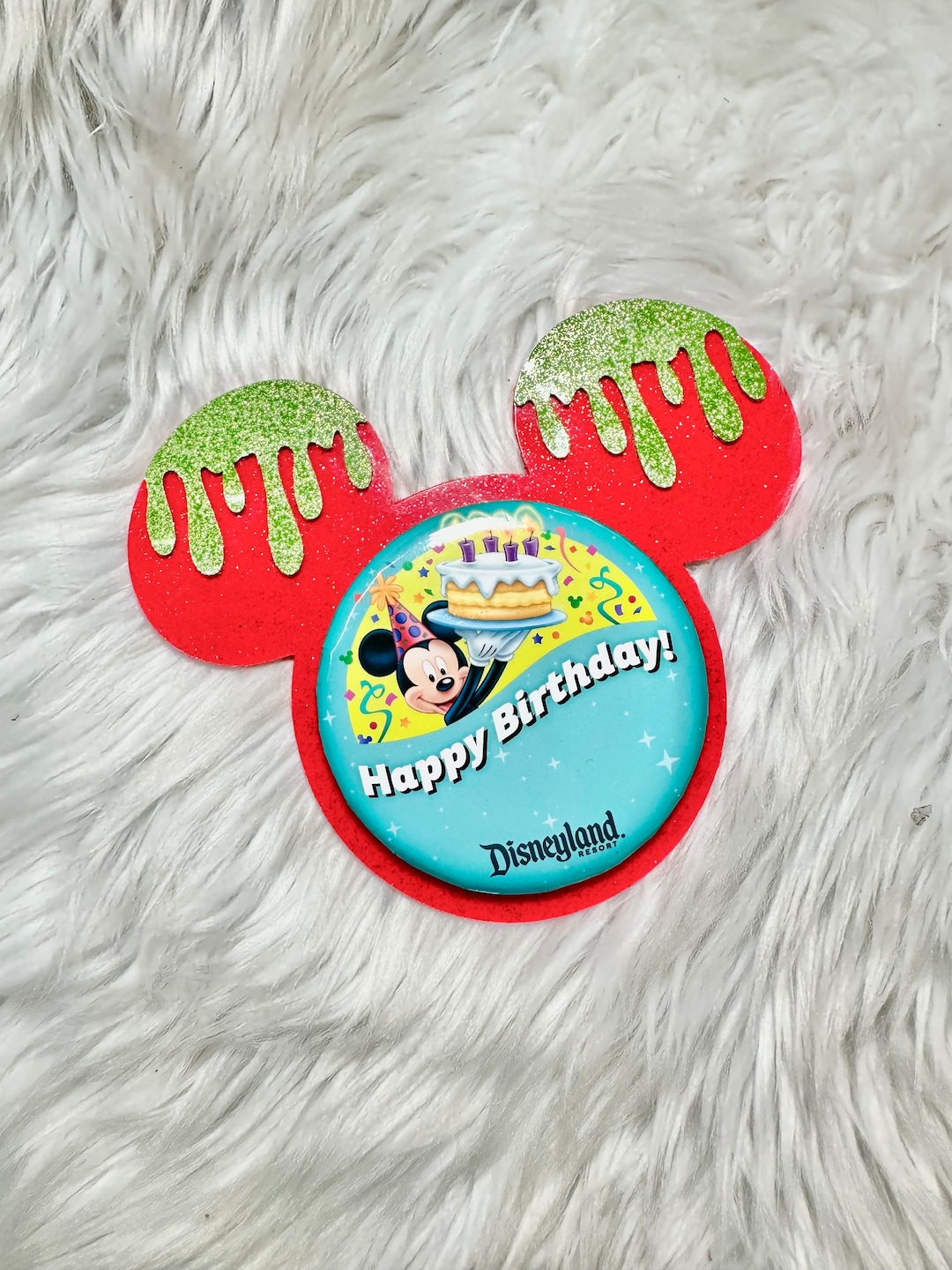 Red Glitter Mickey Button Backer Poison Apple Button Accessories Pin ...