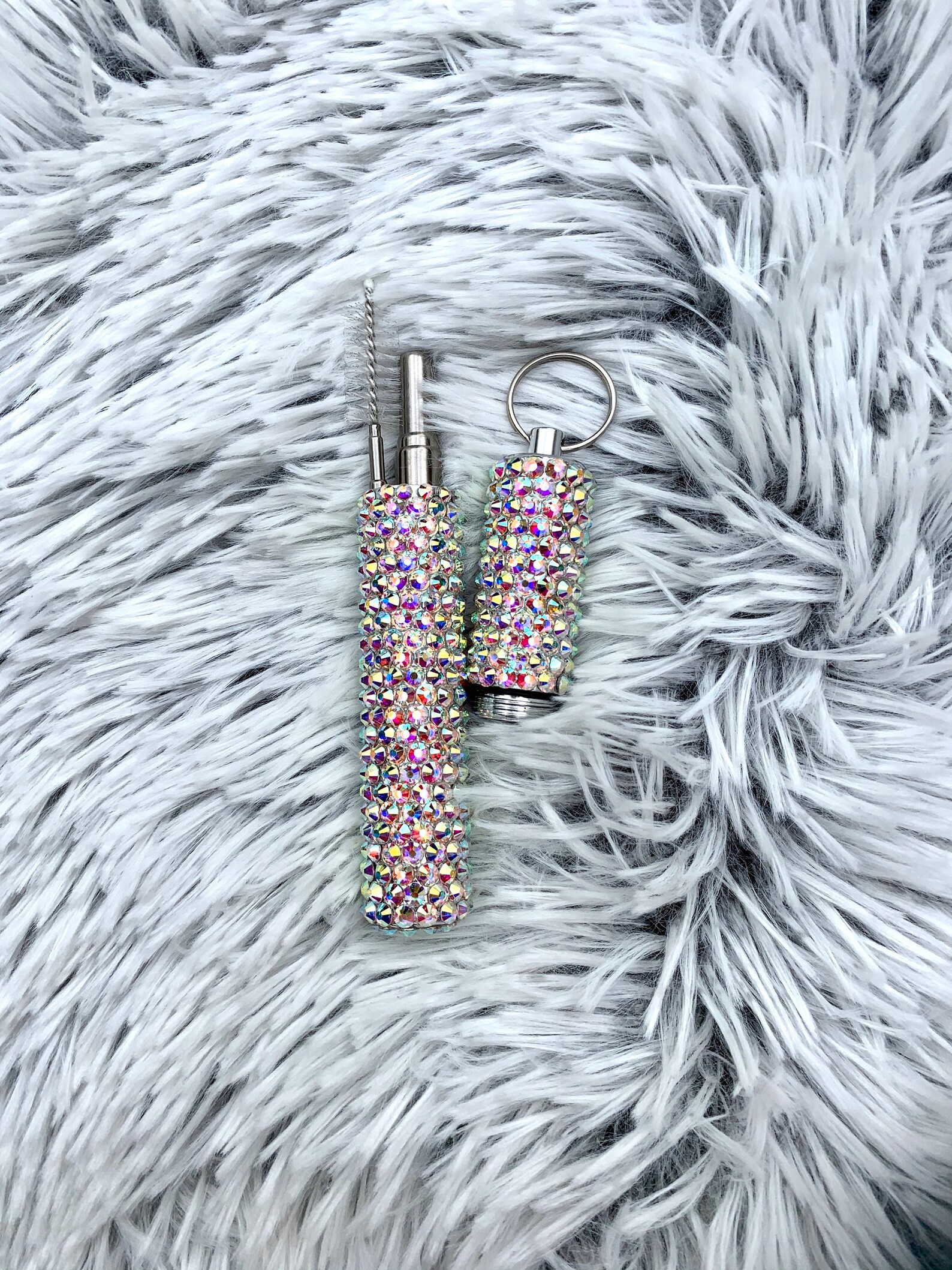 Crystal Collapsible Straw Travel Straw Straw Keychain - Etsy