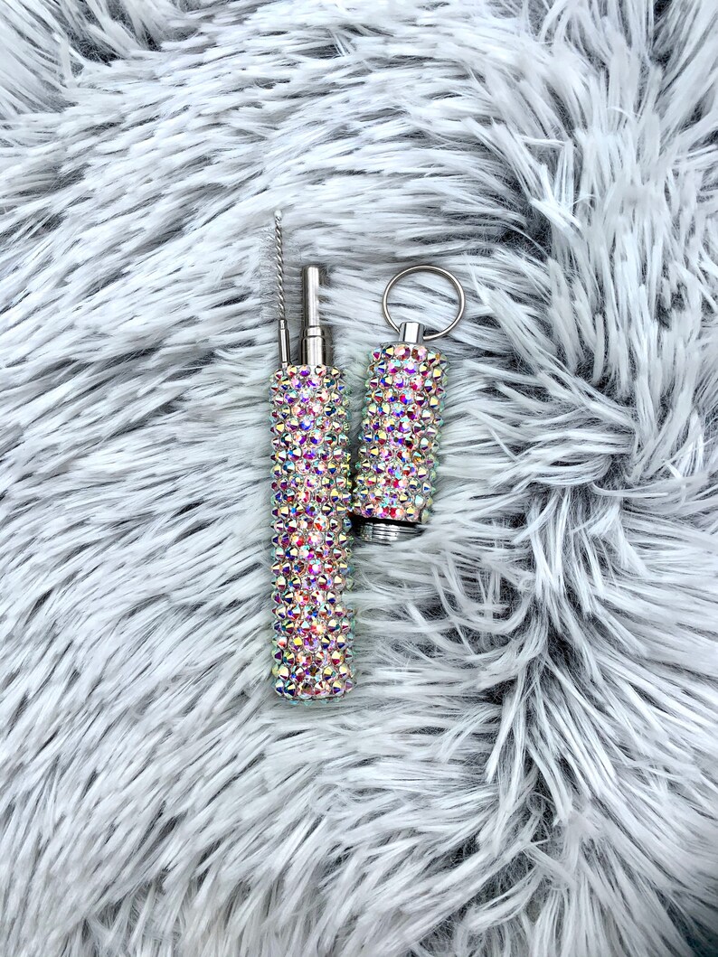 Crystal Collapsible Straw Travel Straw Straw Keychain - Etsy