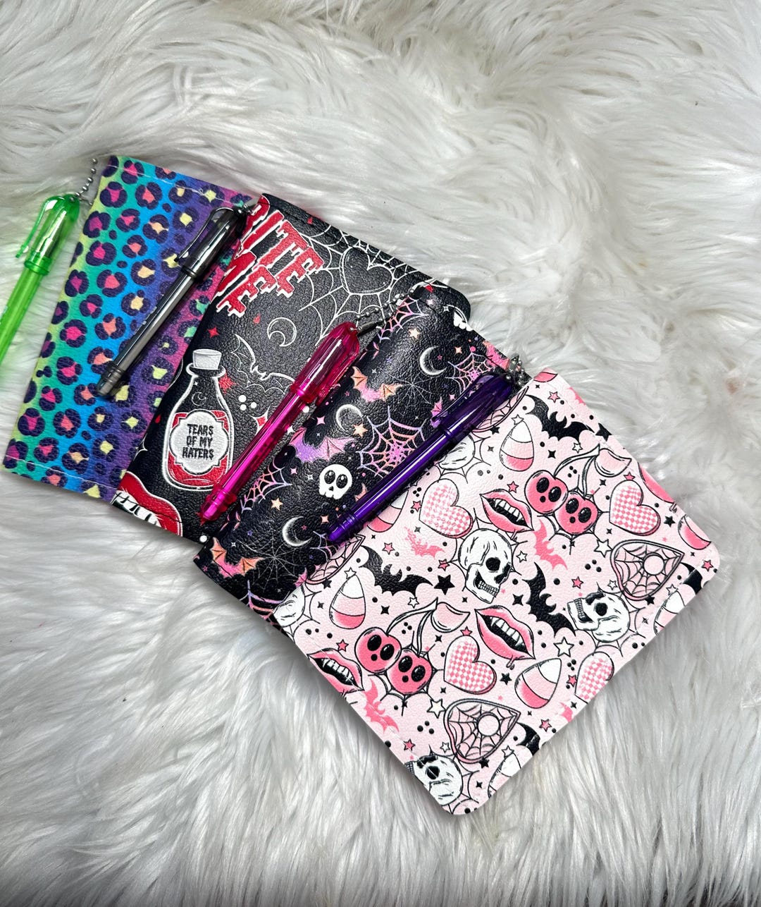 Faux Leather Mini Composition Book Cover | Mini Notebook | Keychain Pen ...