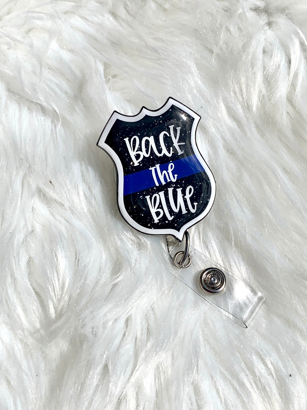 Back the Blue Badge Reel | Thin Blue Line |glitter Badge Reel - Etsy