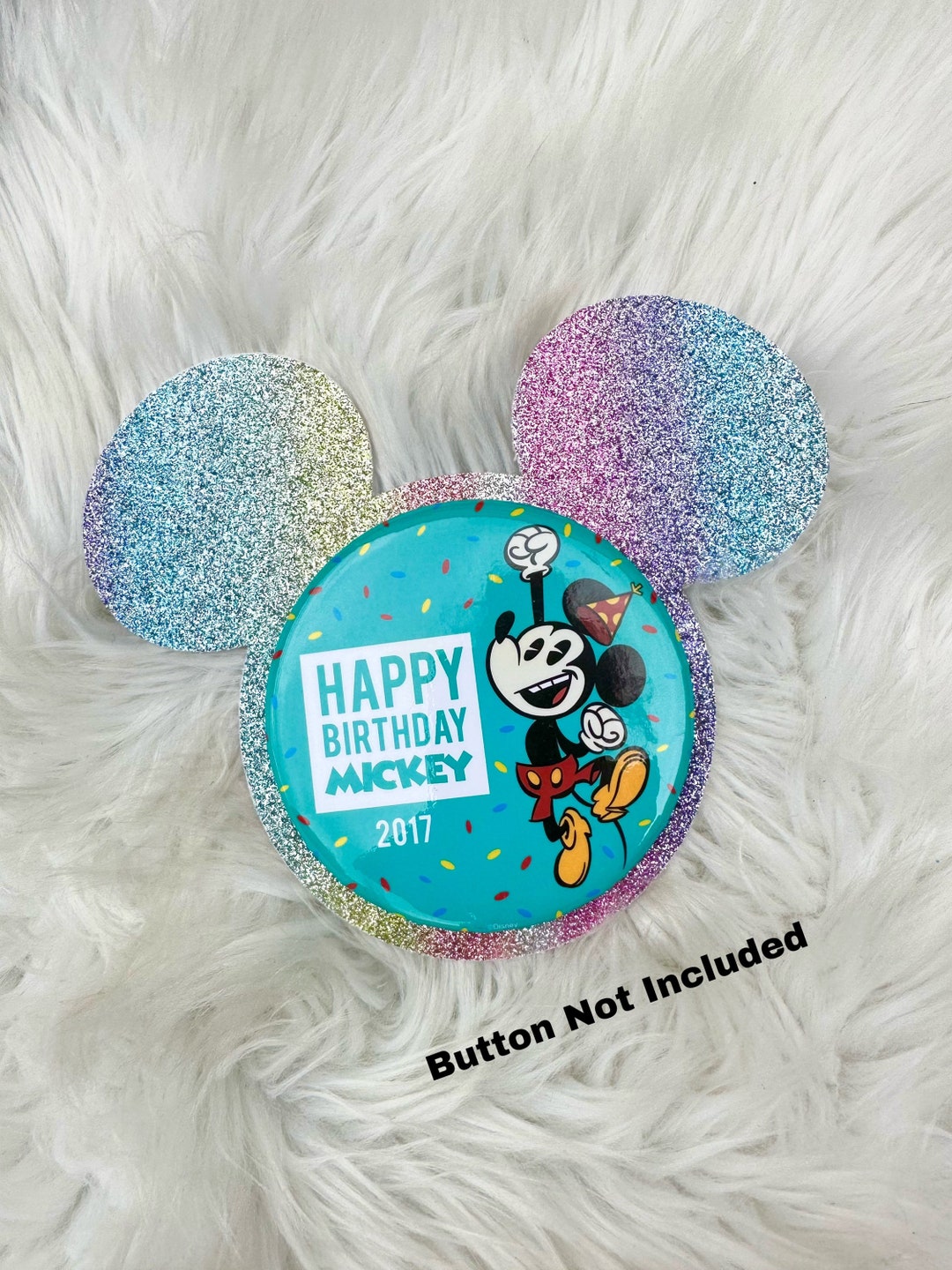 Rainbow Glitter Button Backer Button Accessories Pin Back Disney Button ...