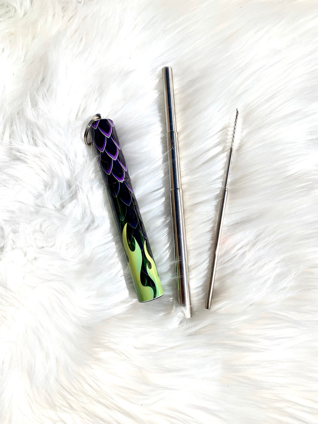 Maleficent Inspired Collapsible Straw | Travel Straw | Straw Keychain ...