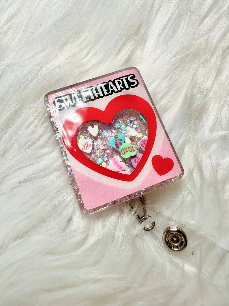 Valentine's Sweethearts Shaker Badge Reel: Glitter Heart, 3D Design - Etsy