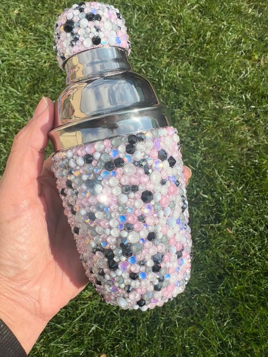 Light Pink Rhinestone Cocktail Shaker | 8oz Shaker | Barware | Mini ...