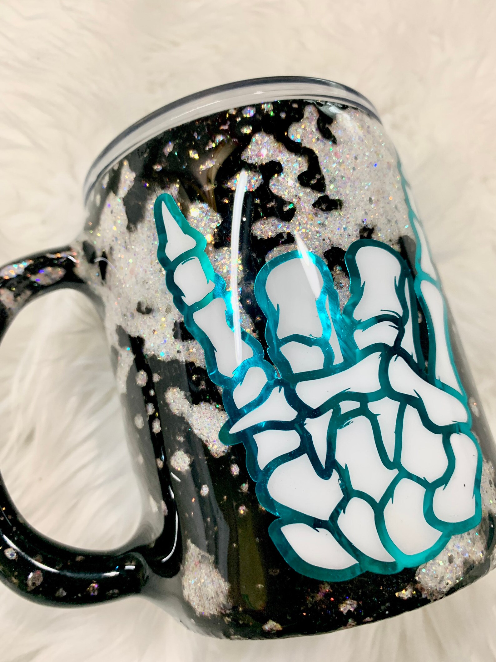 Teal Devil Horns Morning Mug 12 Oz Coffee Cup Glitter Coffee Cup Teal ...