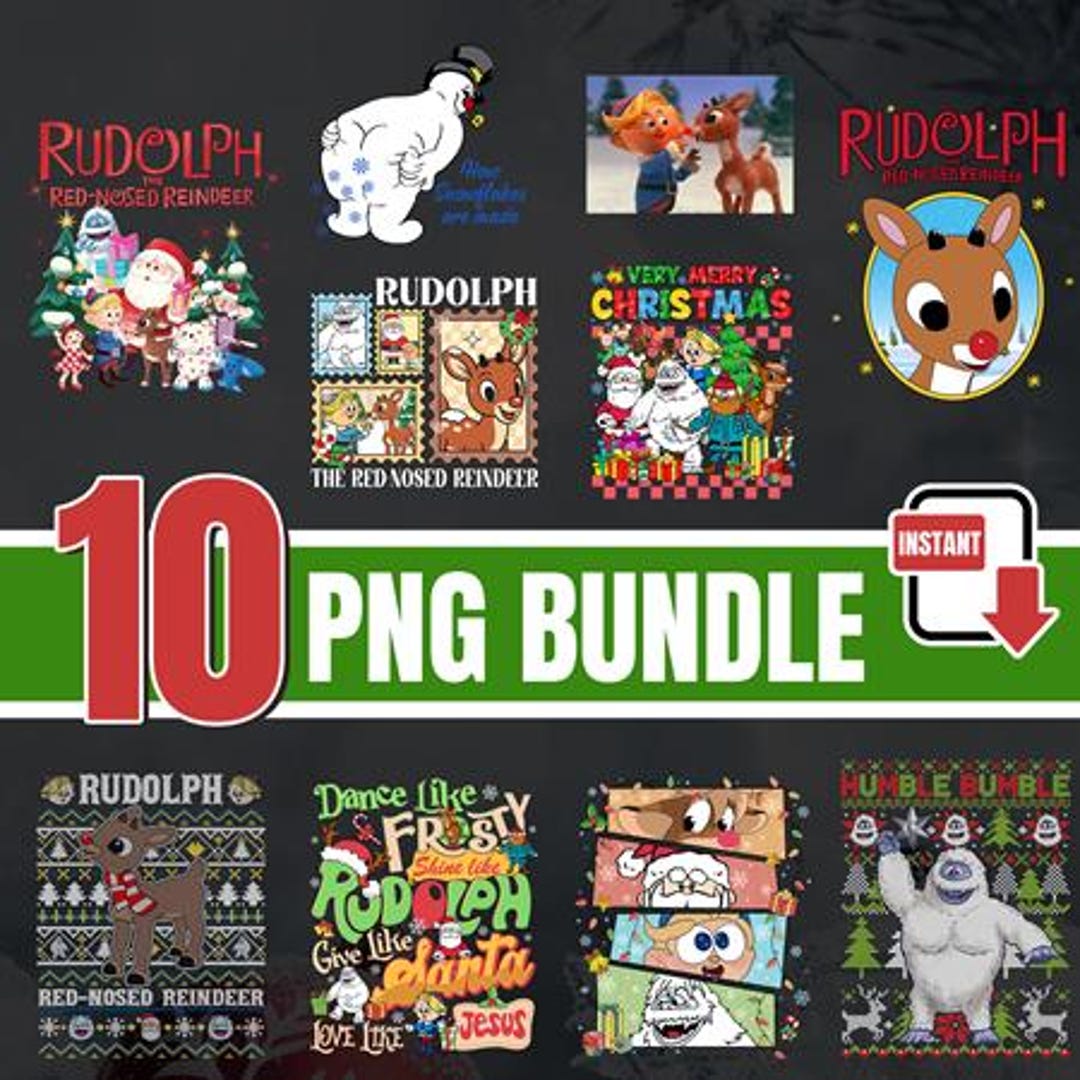 10 Files Rudolph the Red Nosed Reindeer Christmas Bundle PNG, Rudolph ...