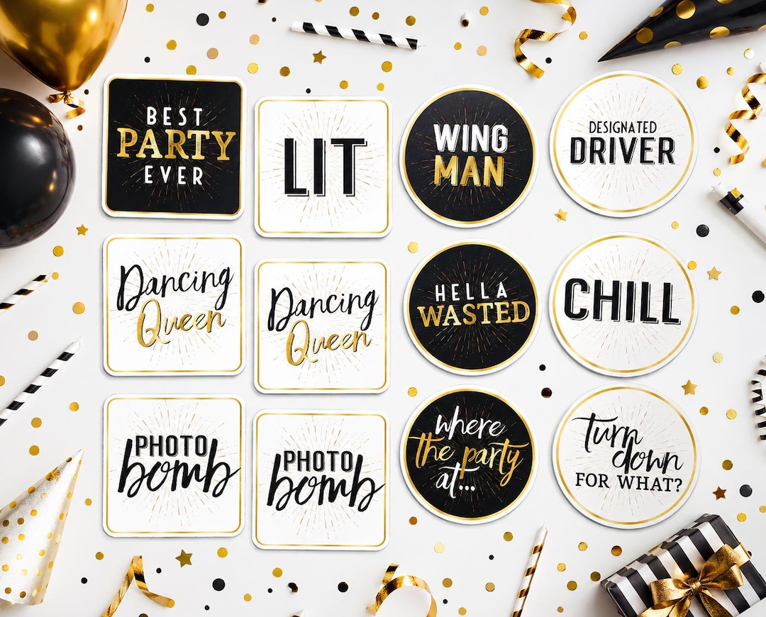 Double Sided Party Photo Booth Props - the Lit Set - Etsy