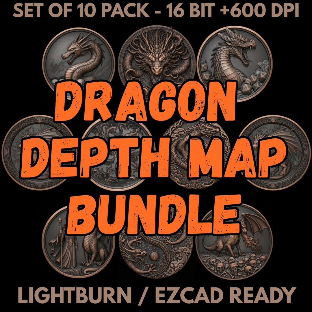Dragon Coin Depth Map Bundle: 3D Embossing Height Maps for Fiber Laser ...