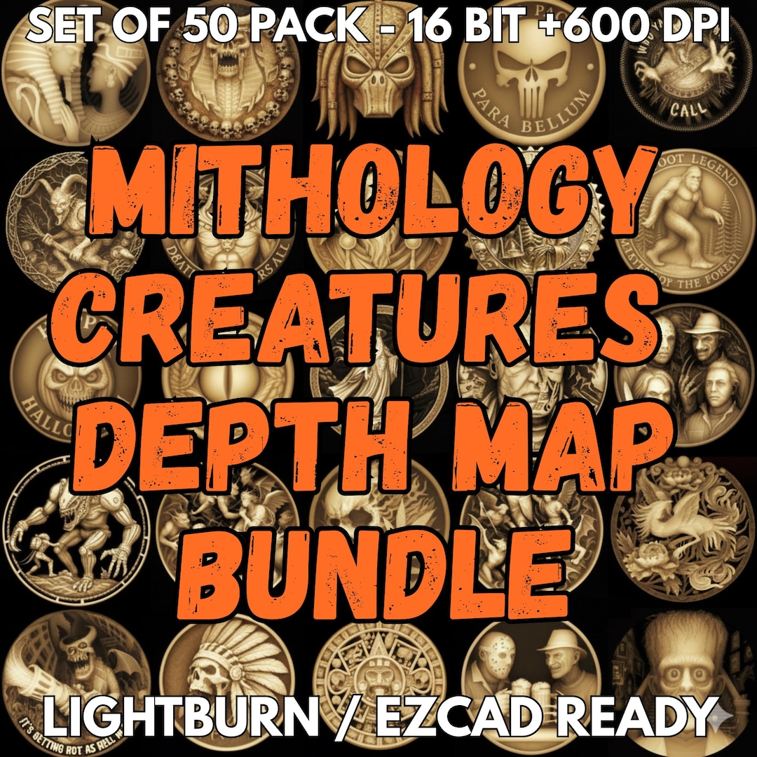Mithology & Creatures Coin Depth Map Bundle: 3D Horror Embossing Height ...