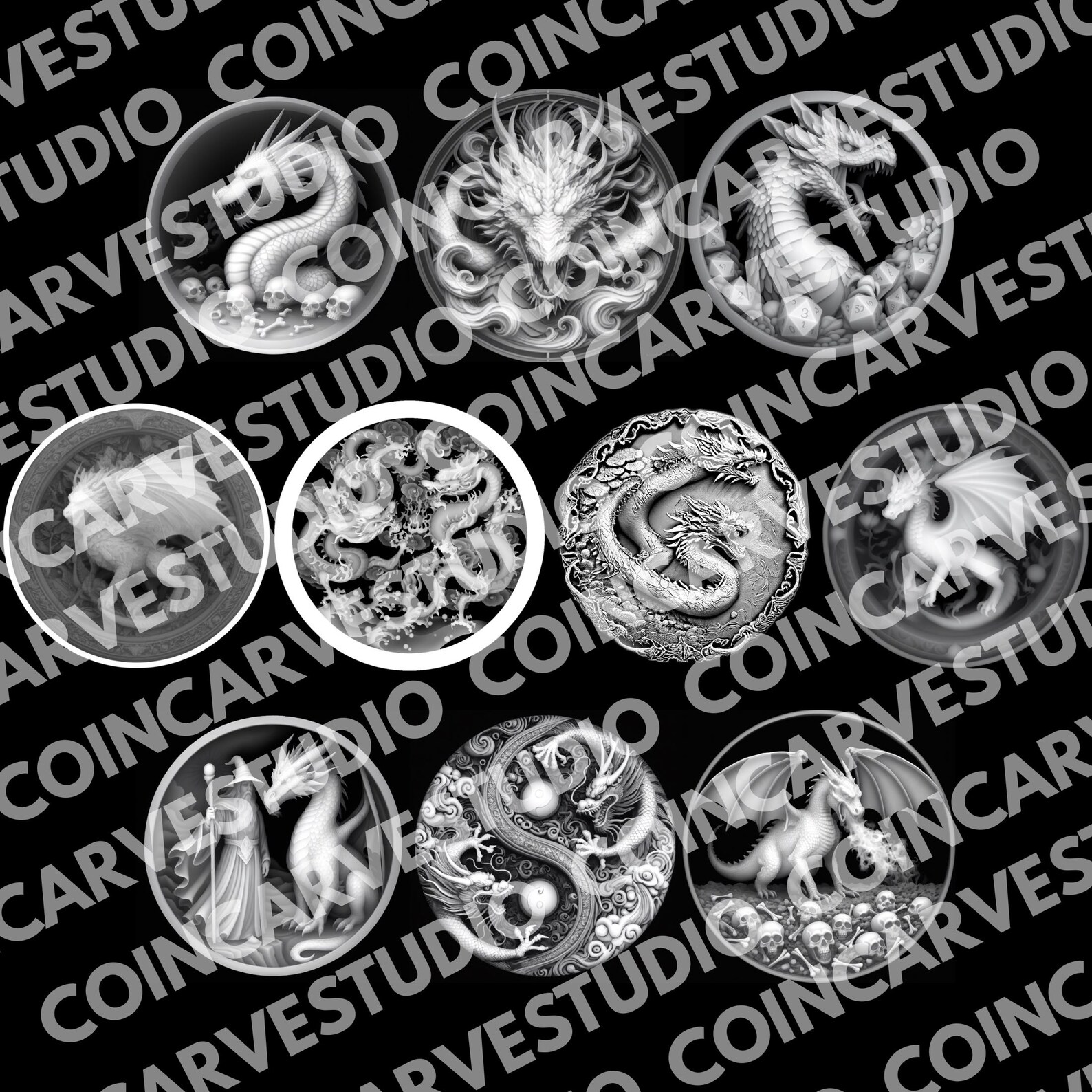 Dragon Coin Depth Map Bundle: 3D Embossing Height Maps for Fiber Laser ...