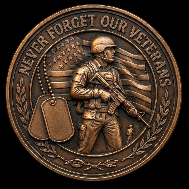 Military and Patriotic Coin Depth Map: Veteran 3D Embossing Height Maps ...