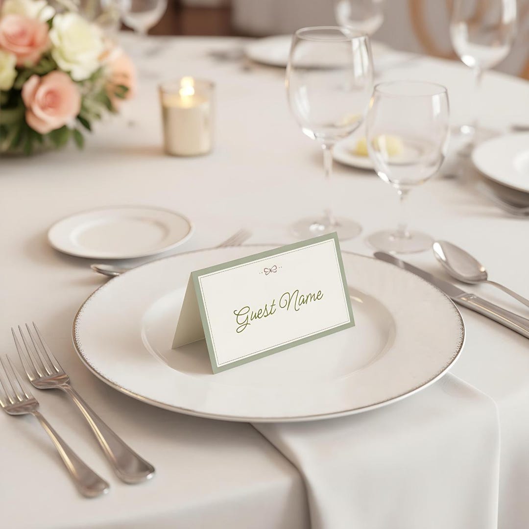 Retro Wedding Place Card Template – Printable Minimal Vintage Place ...