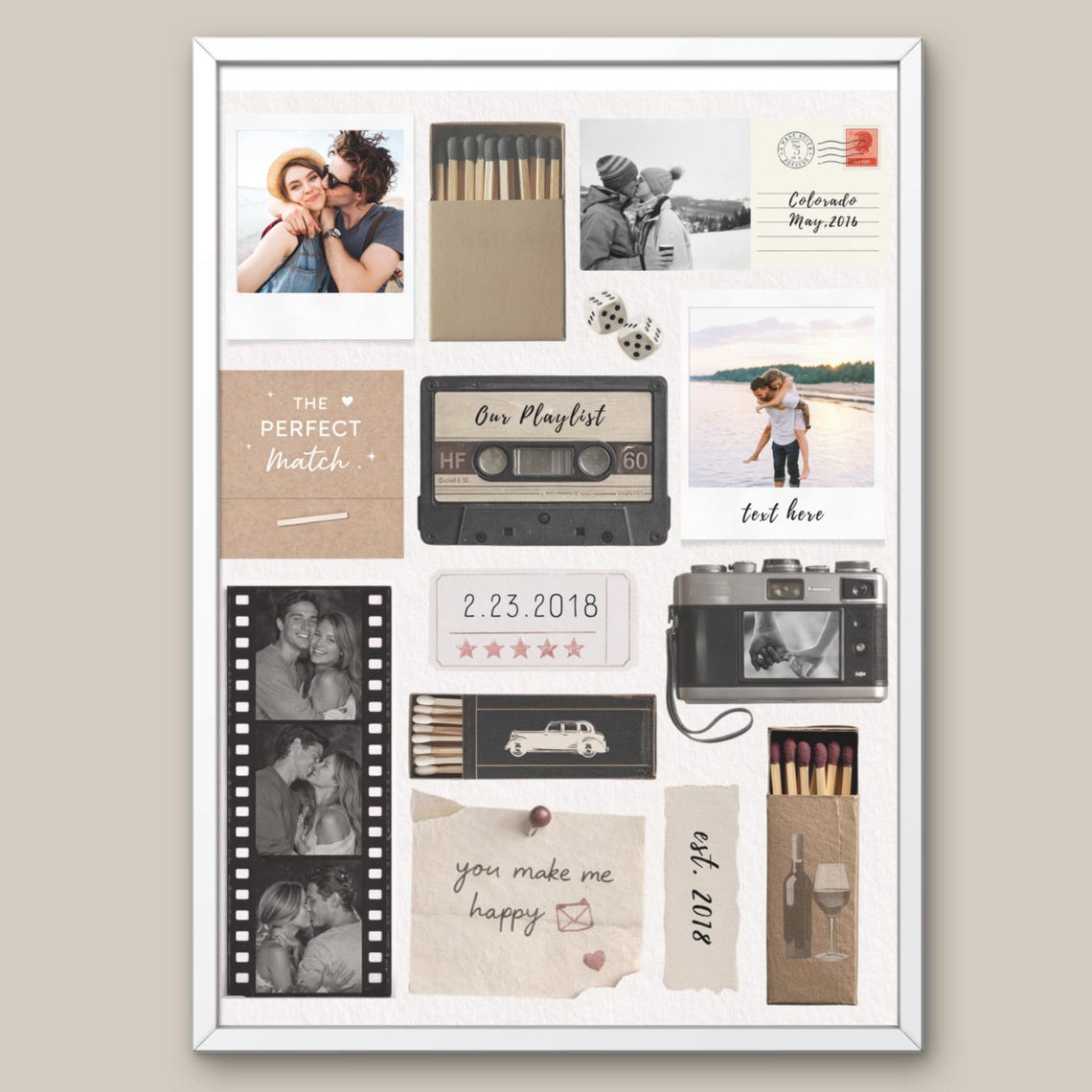 Custom Matchbox Frame Template | Editable Canva Keepsake | Meaningful ...