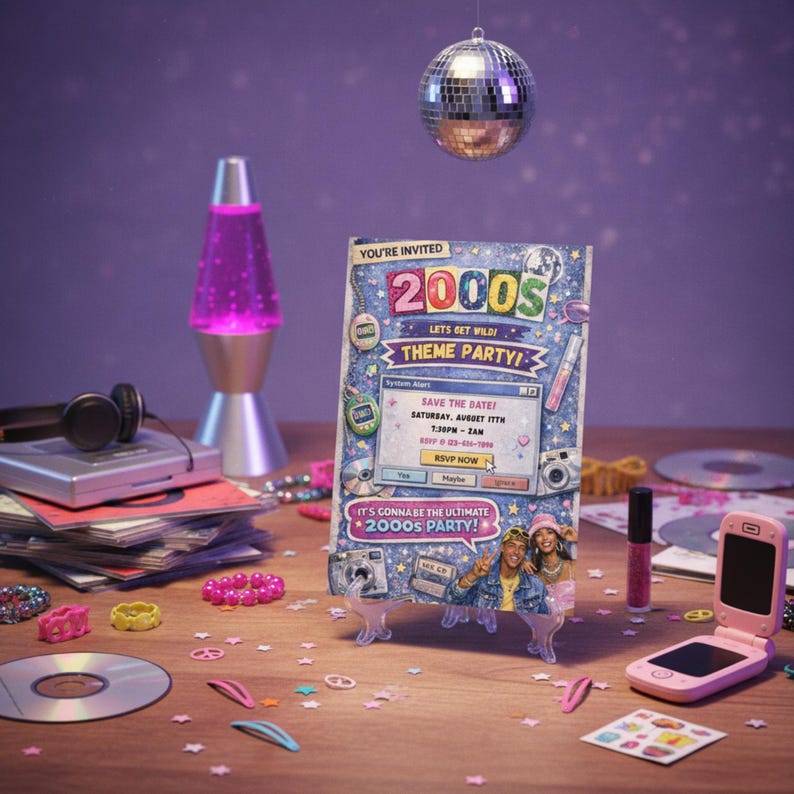 2000s Theme Night Invitation | Y2K Party Invite | Retro Throwback Party ...