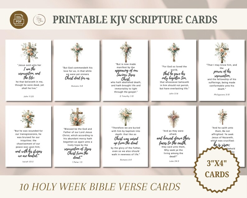 Holy Week Resurrection Scripture Cards Printable | KJV Bible Verses ...