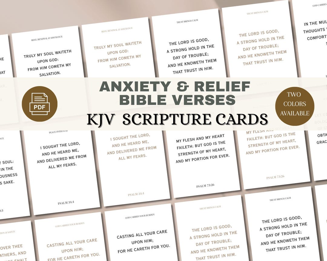 50 Anxiety Relief Bible Verses KJV Scripture Cards Printable, Instant ...
