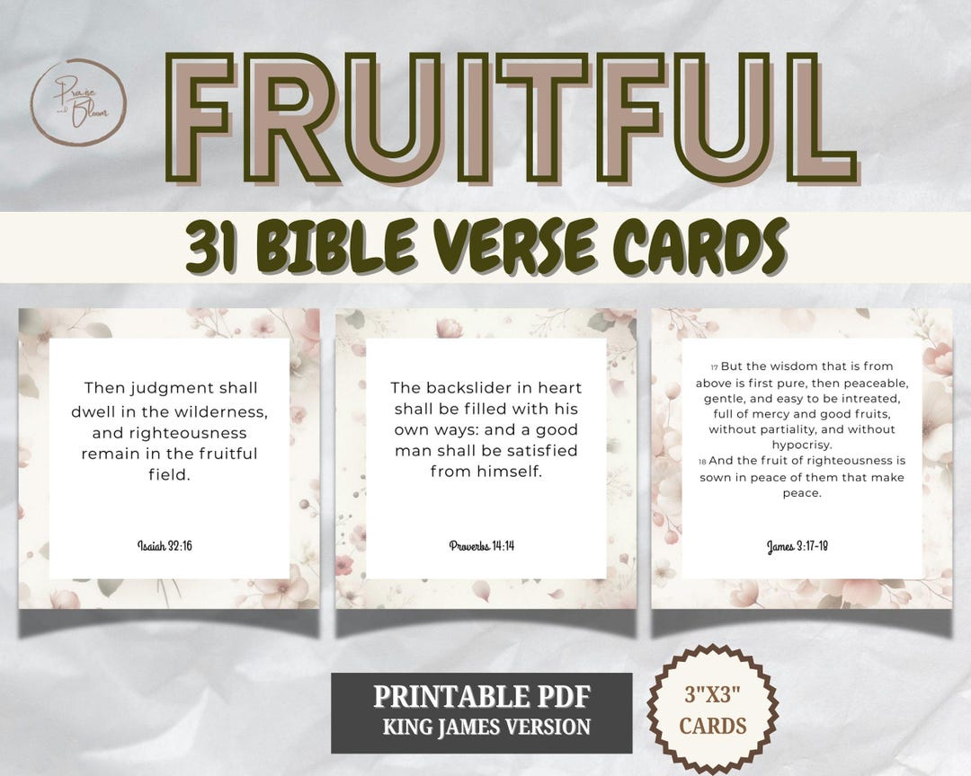 KJV Scripture Cards | 31 Fruitful Bible Verses, Minimal Floral (digital ...