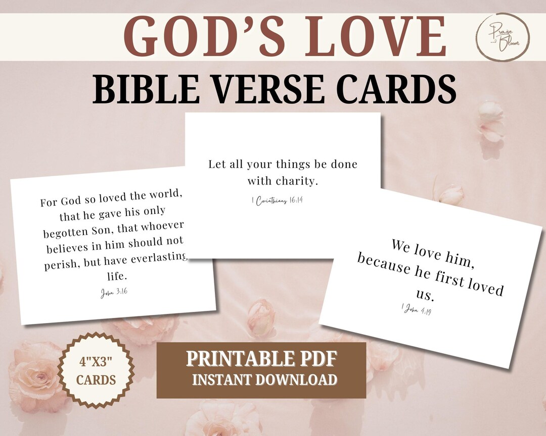 God's Love Bible Verse Cards Printable Christian Scripture Cards ...