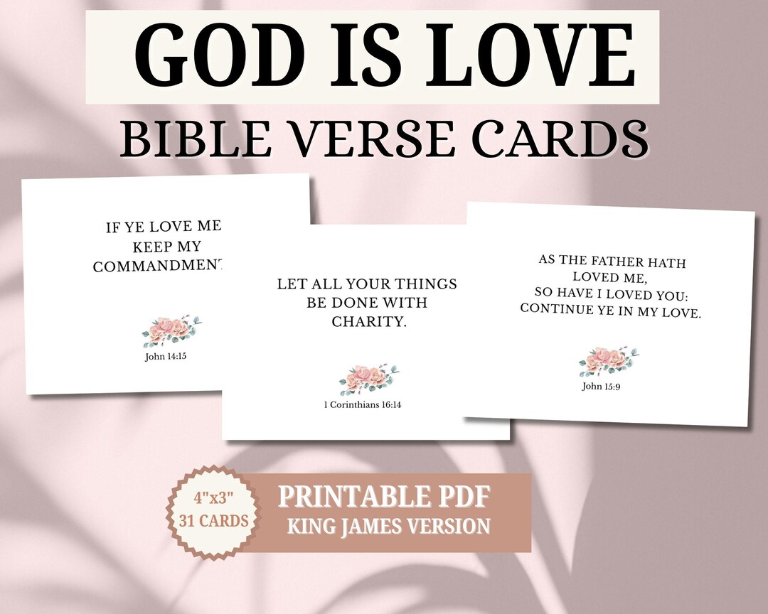 God is Love | KJV Scripture Cards | Floral Bible Verse Cards (digital ...