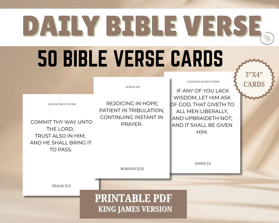 KJV Bible Verse Cards, 50 Daily Scripture Cards (printable PDF) - Etsy