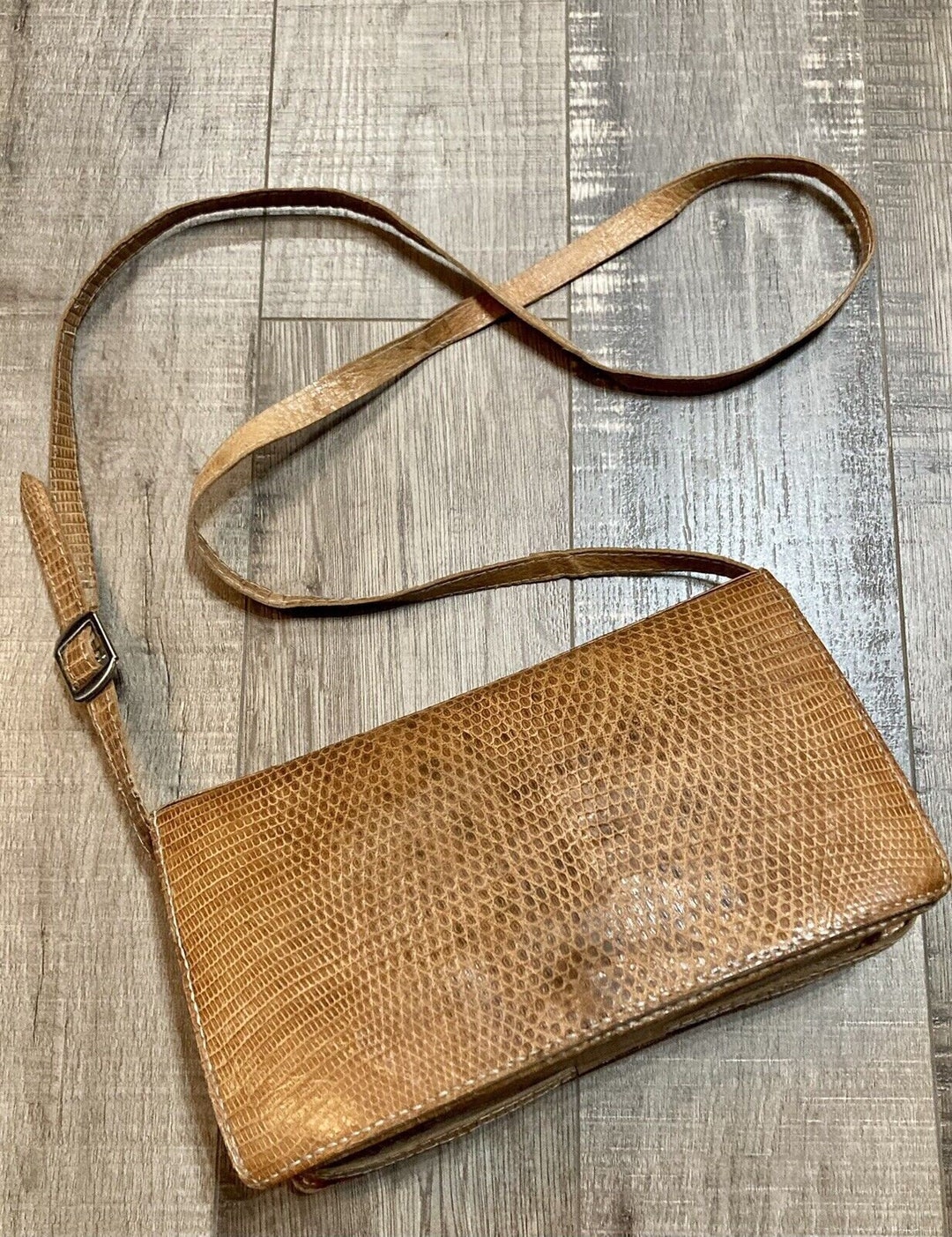 RARE Vtg 60's 70's Folk Art HANDMADE Leather Snakeskin Snake Purse ...