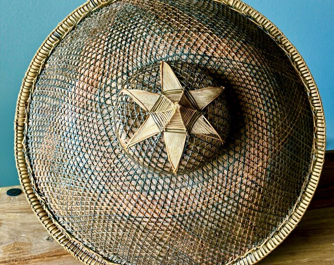 Vintage Filipino Salakot Woven Rattan and Coconut Fiber Sun Hat 20 ...