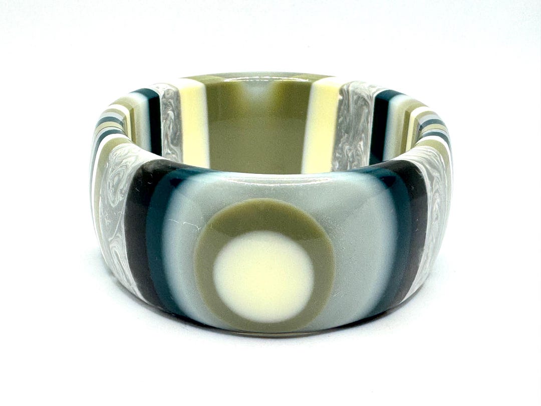 RARE Vintage Unsigned Carlos SOBRAL Pop Art Blue Earth Stripe Bangle ...