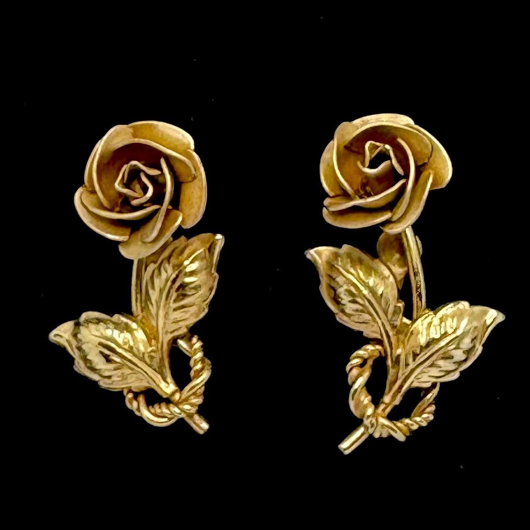 Vintage 50’s 1/20 12K G.F. Gold Filled Rose Flower Rolyn Inc Clip on ...