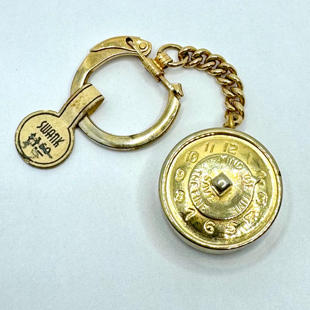 RARE Vintage New W/tag SWANK “mind the Time Save the Fine” Keychain ...