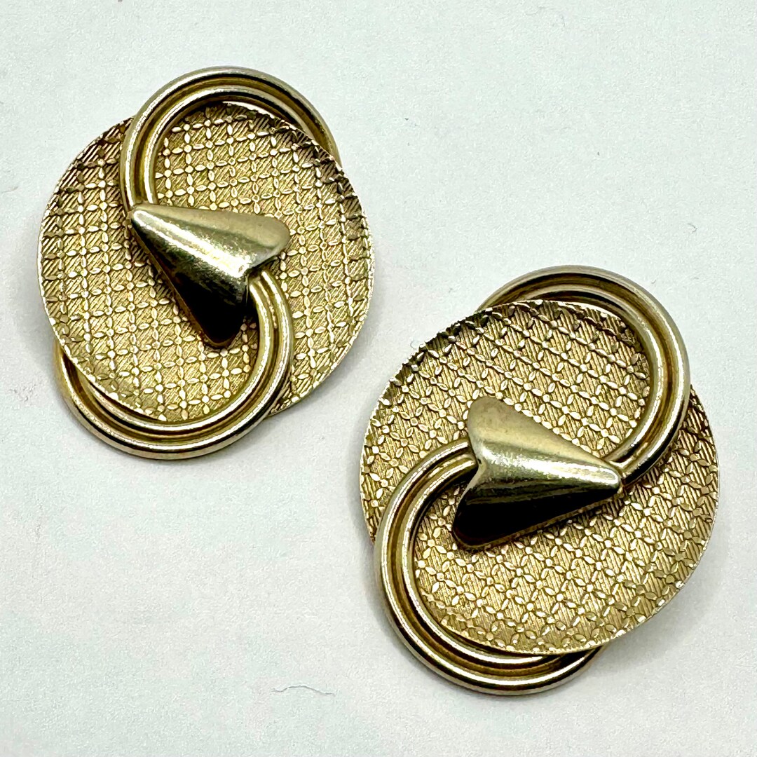 Vtg 50’s Atomic SPACE AGE Arrow Jets Gold Tone Clip on Large Earrings ...