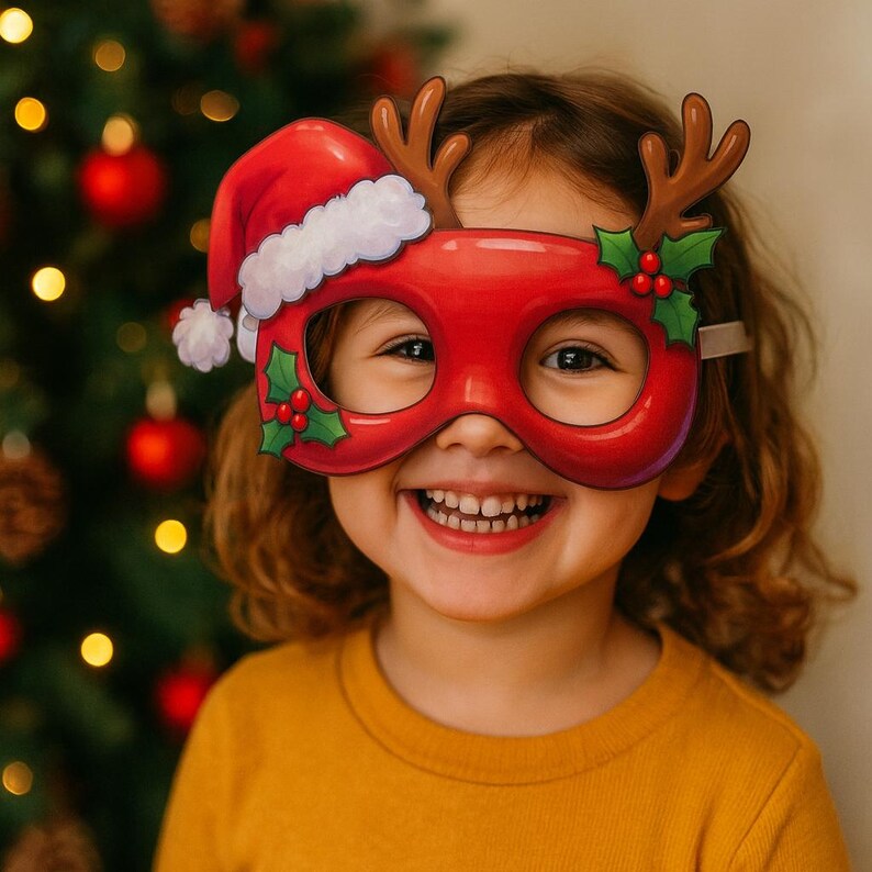 3D Christmas Masks for Kids – Printable Holiday Party Masks (PDF) 30 ...