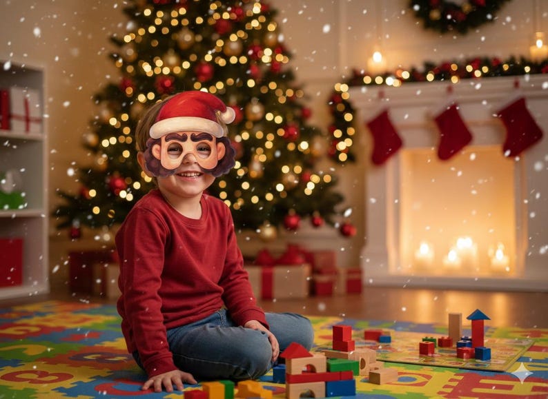 3D Christmas Masks for Kids – Printable Holiday Party Masks (PDF) 30 ...