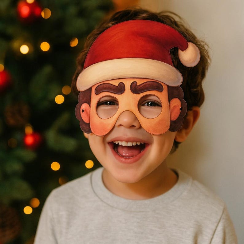 3D Christmas Masks for Kids – Printable Holiday Party Masks (PDF) 30 ...