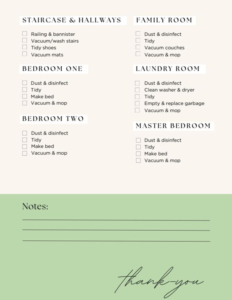 Home Cleaning Checklist Printable | Minimalist Cleaning Schedule ...