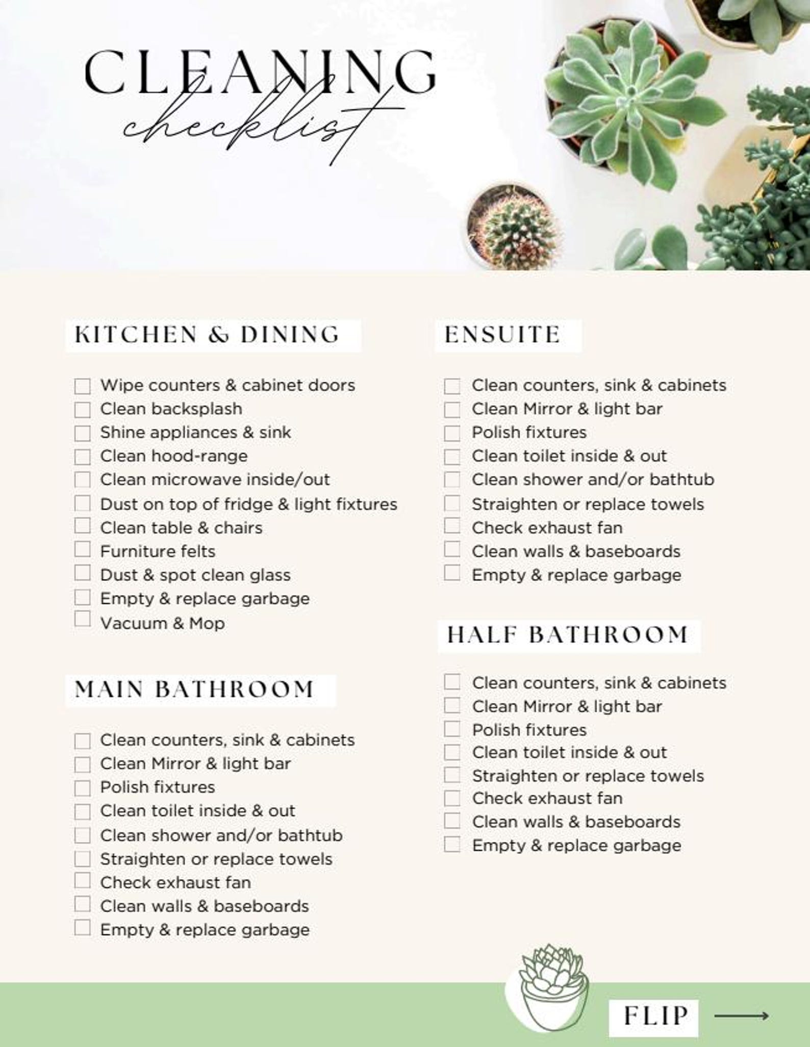 Home Cleaning Checklist Printable | Minimalist Cleaning Schedule ...