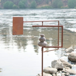 Modern Zen Kinetic Wind Spinner | Metal Yard Art Garden Sculpture ...