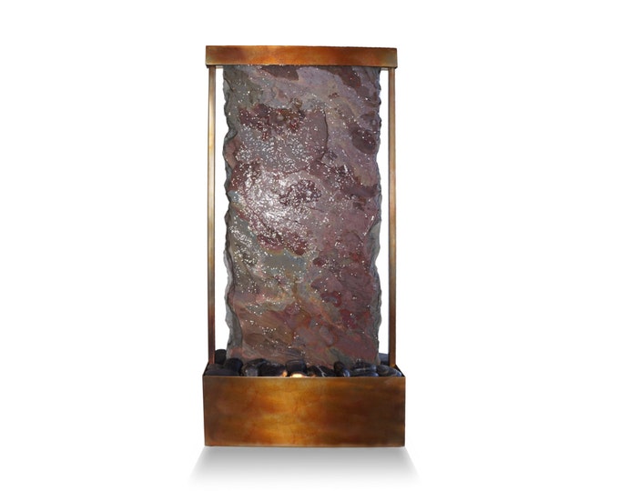 Tabletop Water Fountain Raja Slate Waterfall With Copper Bronze Patina ...