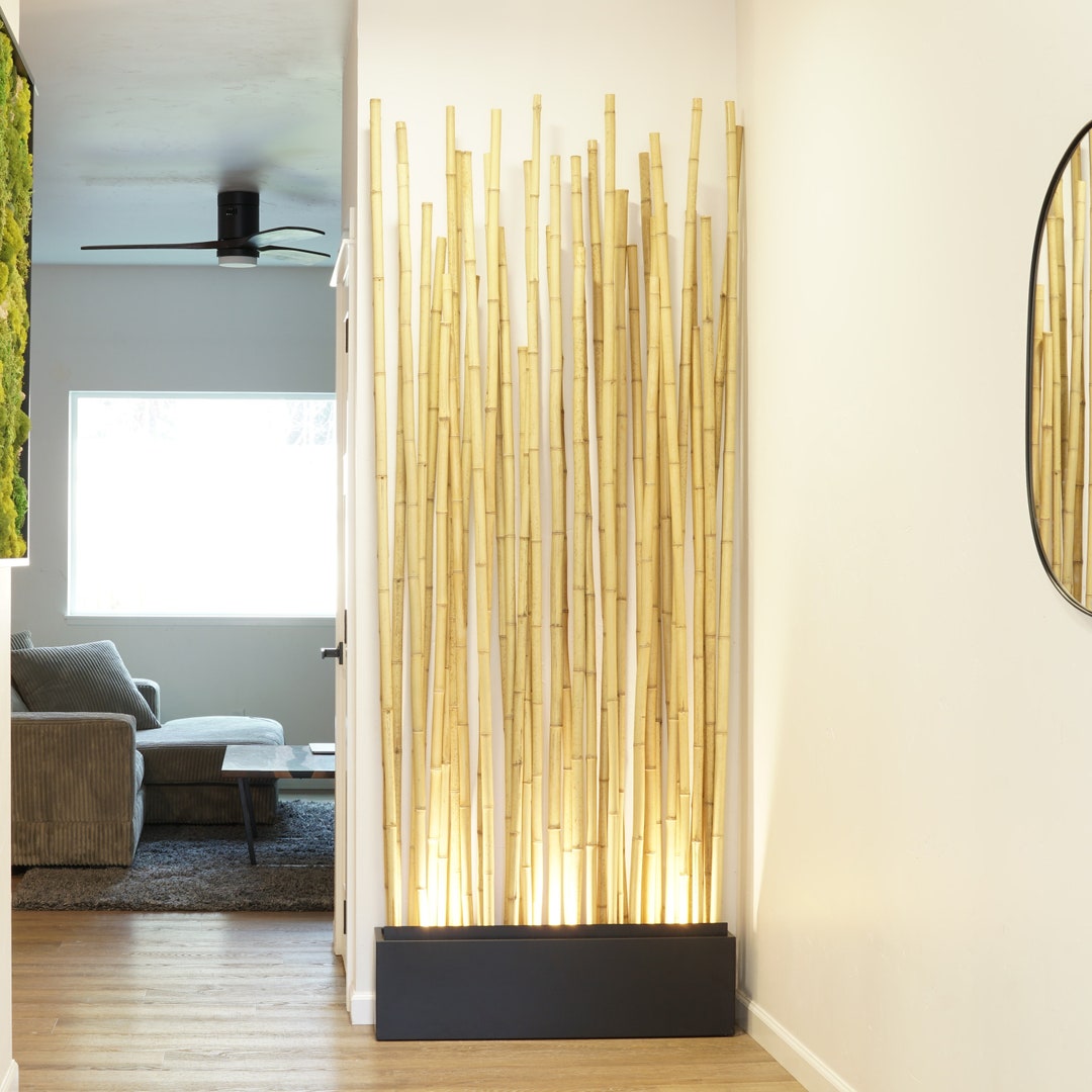 Bamboo Accent Wall Modern Lighting | Room Divider Floor Lamp | Zen ...
