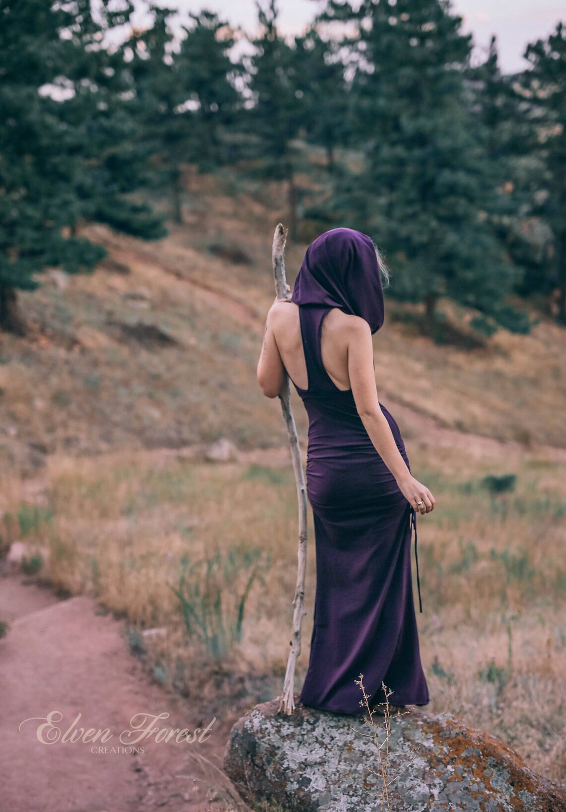 Goddess Scrunchie Maxi Dress ~ With Racerback and Cowl Hood ~ Elven ...