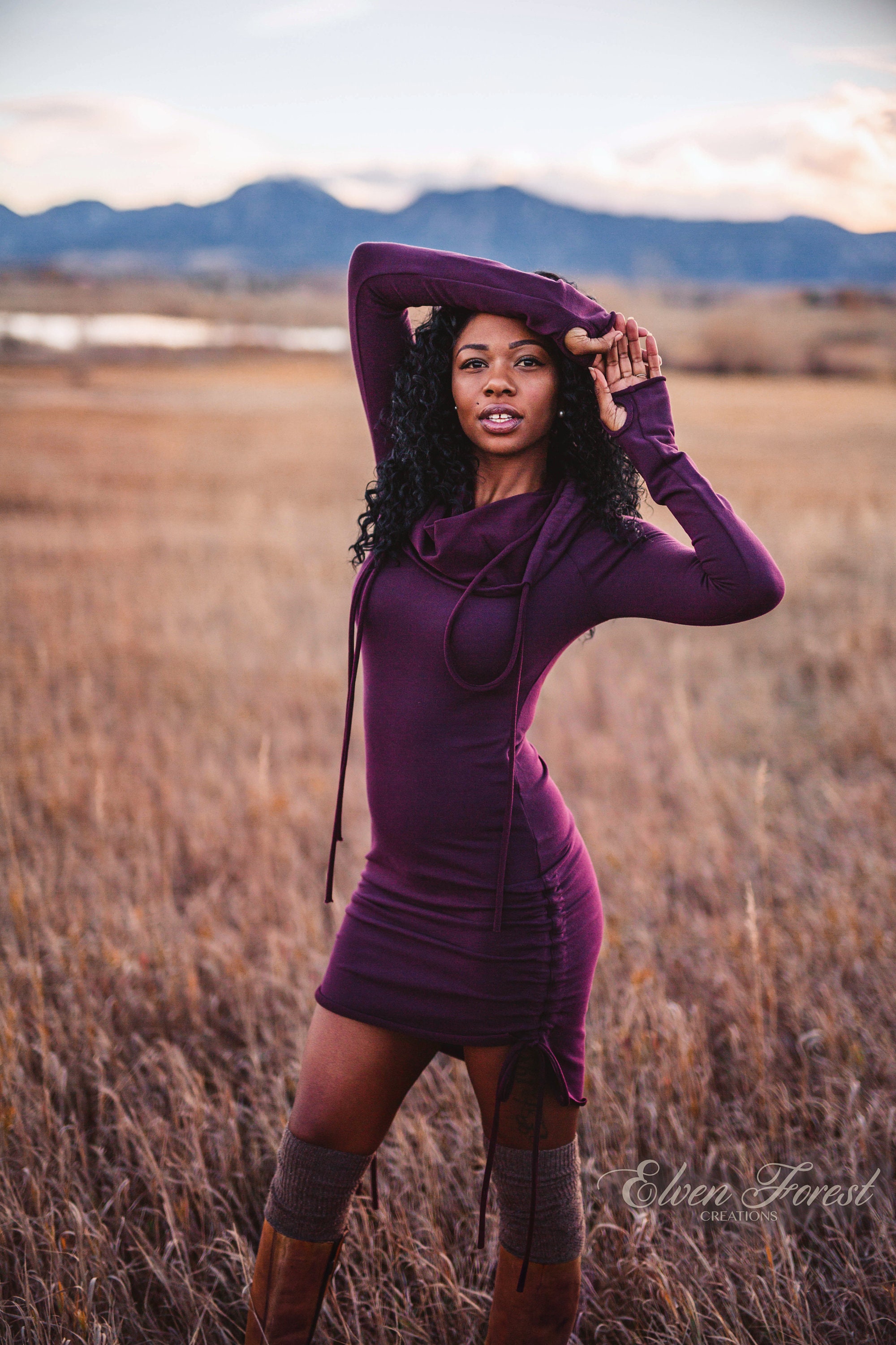 Hi-lo Scrunchie Dress With Cowl Hood Adjustable Length and - Etsy Canada