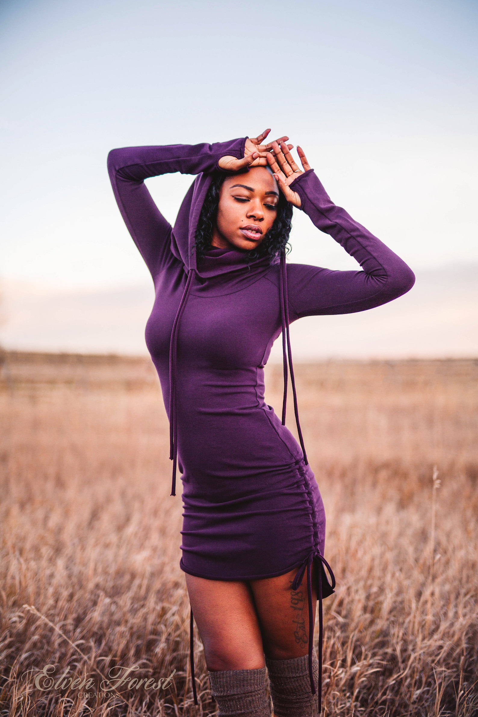 Hi-lo Scrunchie Dress With Cowl Hood Adjustable Length and - Etsy Canada