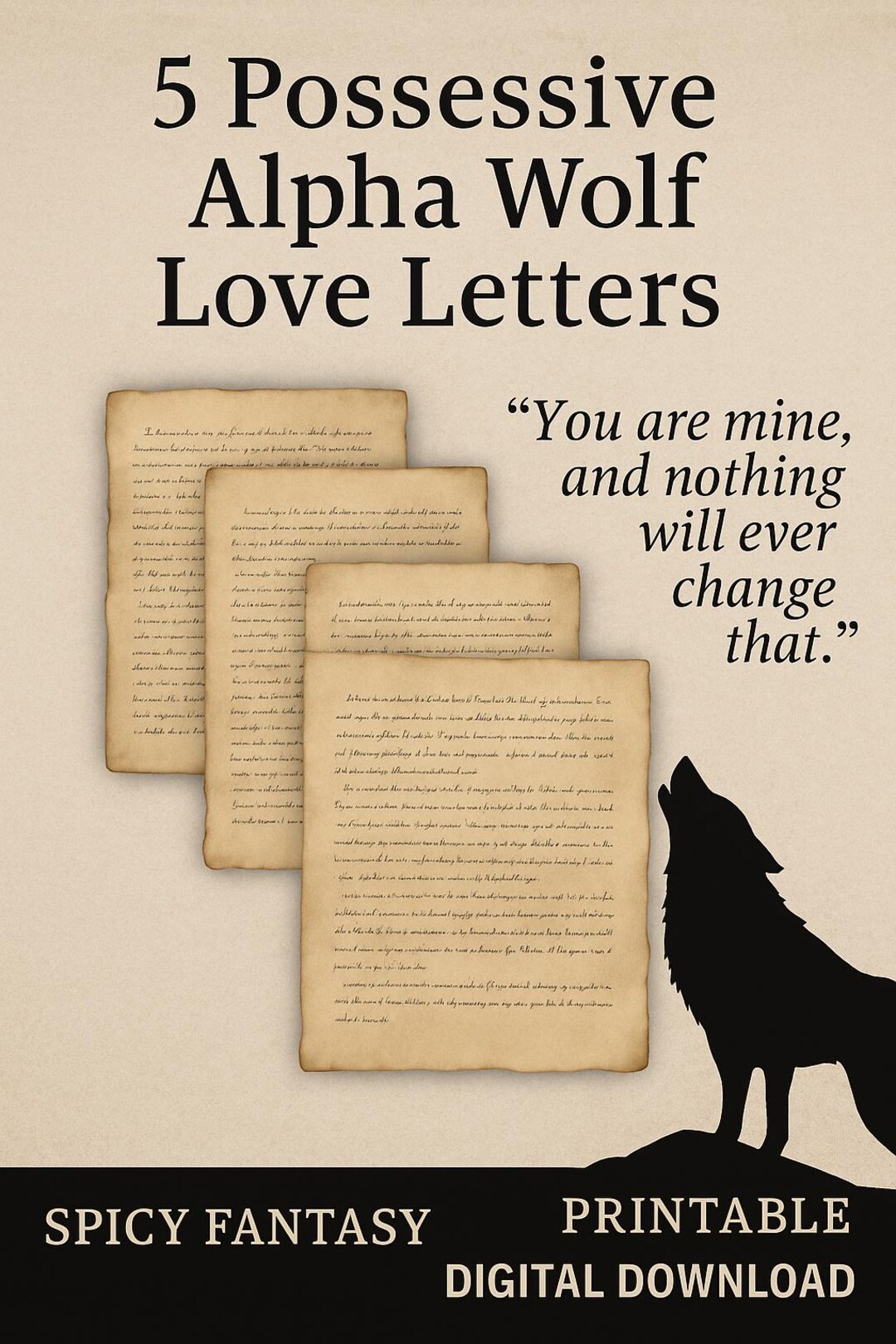 5 Possessive Alpha Wolf Love Letters – Spicy Fantasy Printable, Digital ...