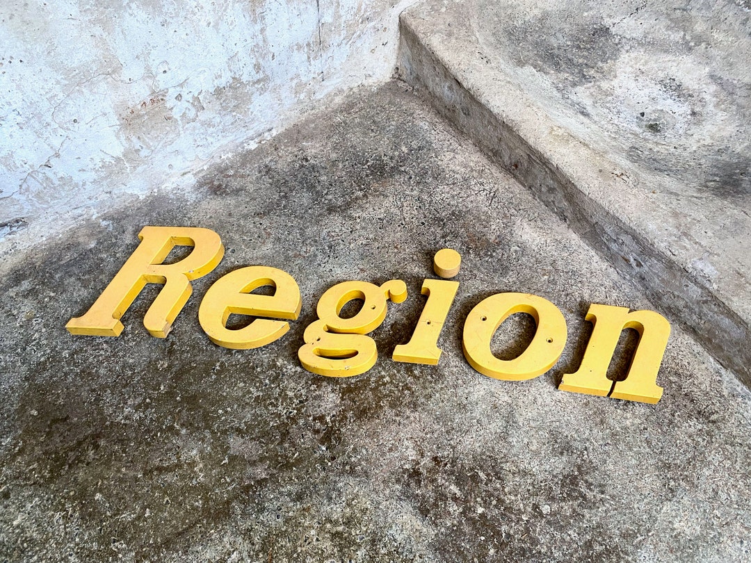 Vintage Yellow Wooden Signage Lettering Region 1970s - Etsy