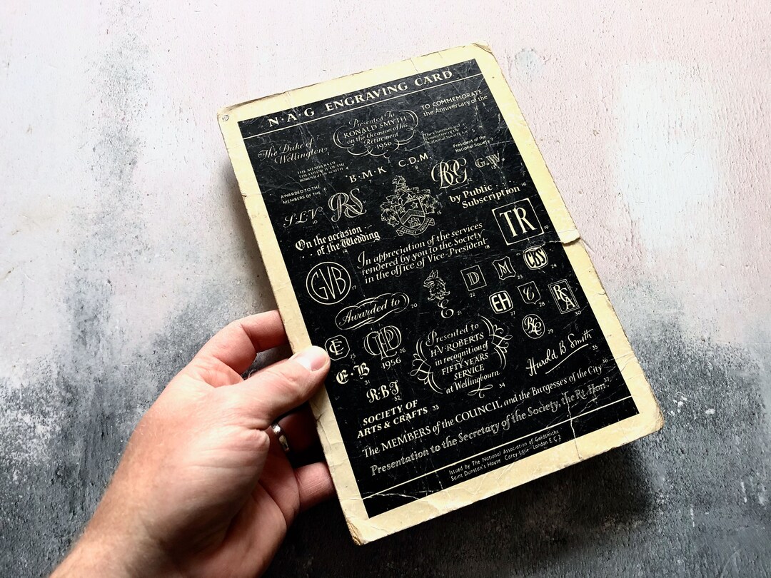 Vintage NAG Engraving Card Shop Counter Sign - Etsy