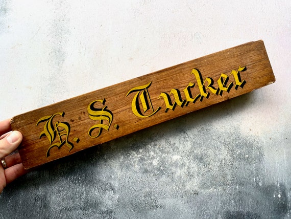 Large Antique Wooden Desk Name Plate Hand Painted Banker - Etsy