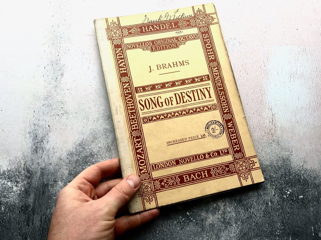 Antique J Brahms Song of Destiny Sheet Music Book - Etsy
