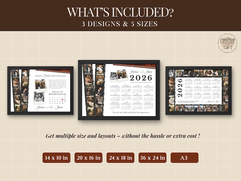 Personalized Photo Calendar 2026, Film Strip Frame, Anniversary Present ...