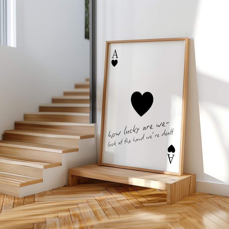 Ace of Hearts Love Quote Print – Minimalist Black & White Art (digital ...